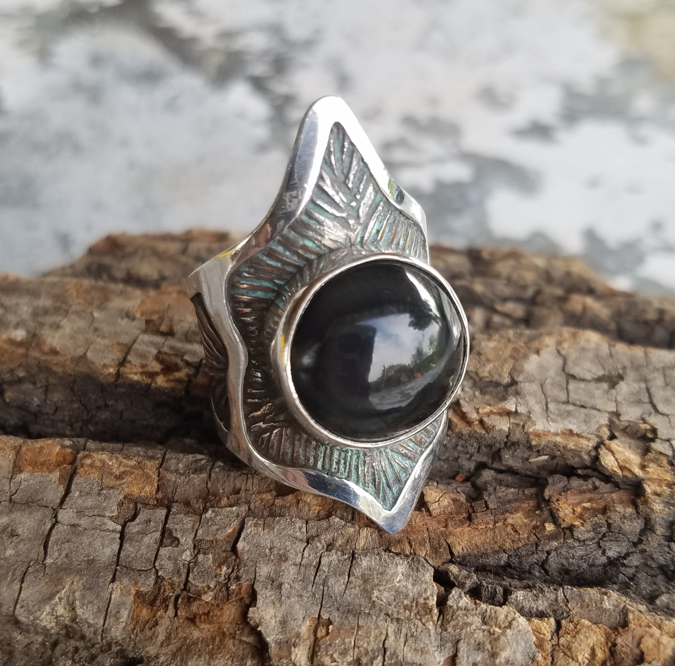 Rainbow Obsidian Ring